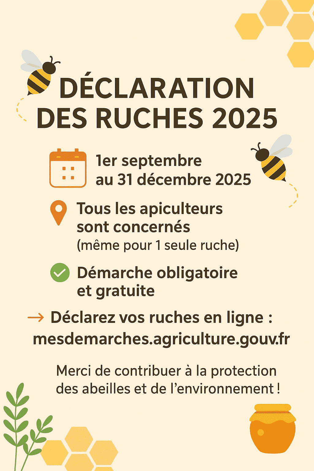 Campagne de déclaration des ruches 2025 | Mairie de Dingy-Saint-Clair